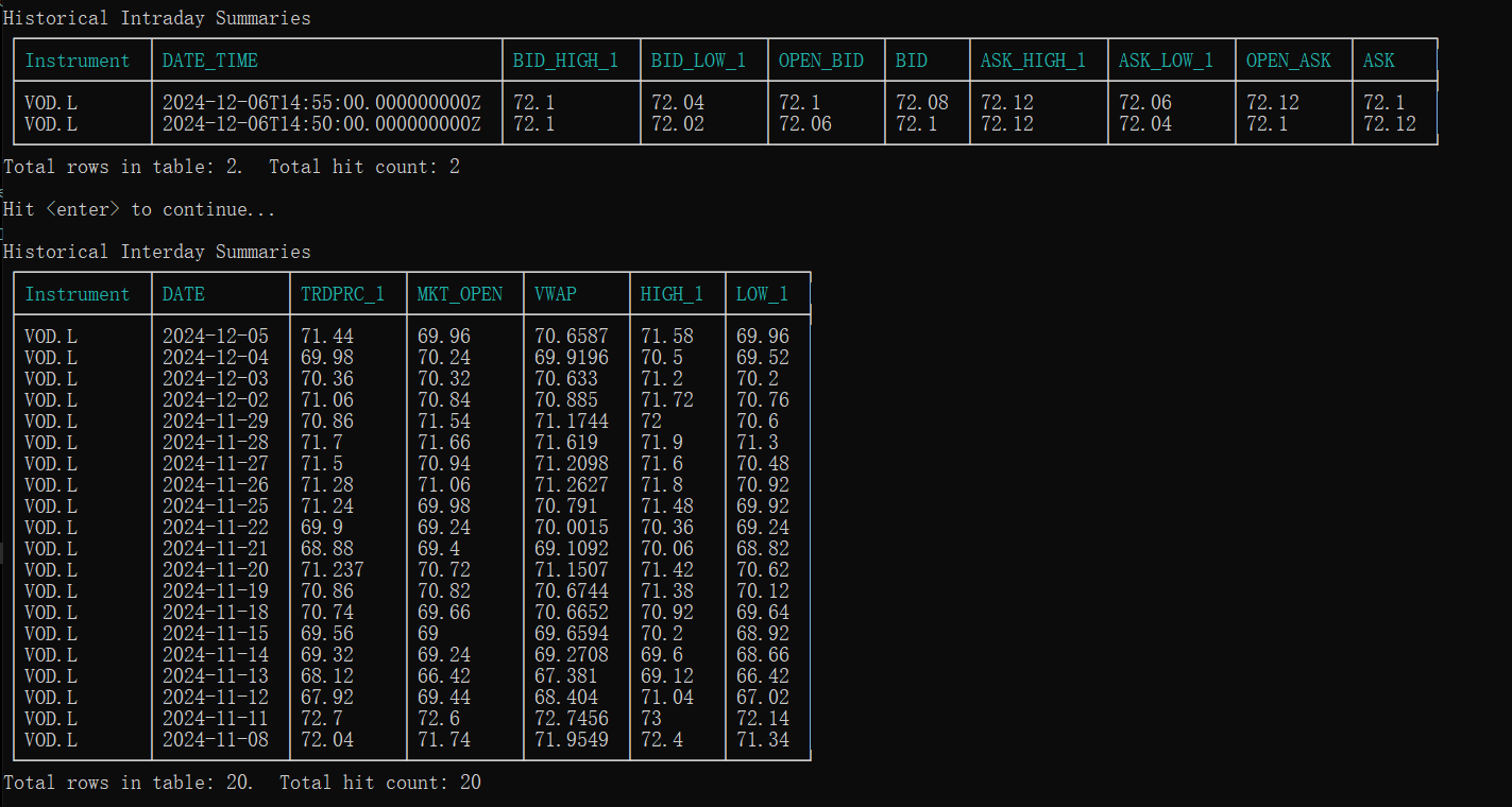 The expected output should look similar to this: