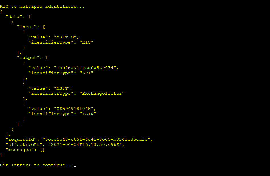 The above output represents the raw data from the platform, including ...