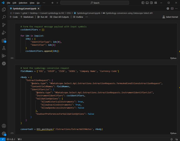 Symbology (ISIN/CUSIP/SEDOL) conversion to RIC using DataScope | Devportal