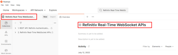 Learn Refinitiv WebSocket APIs with Postman | Devportal