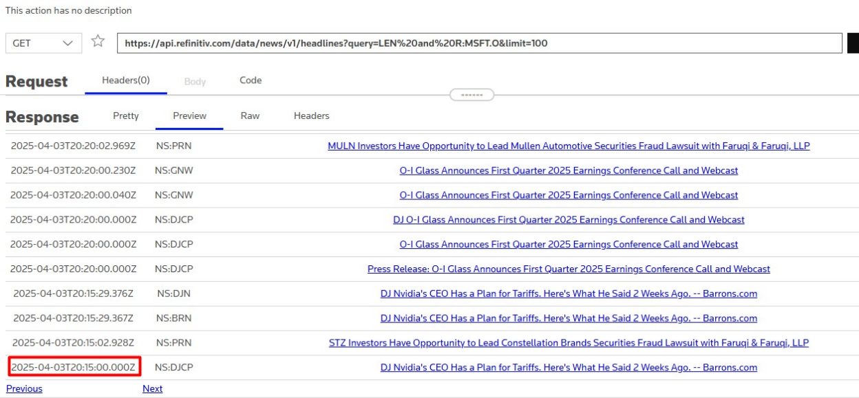 LSEG Data Library for Python: News Pagination | Devportal