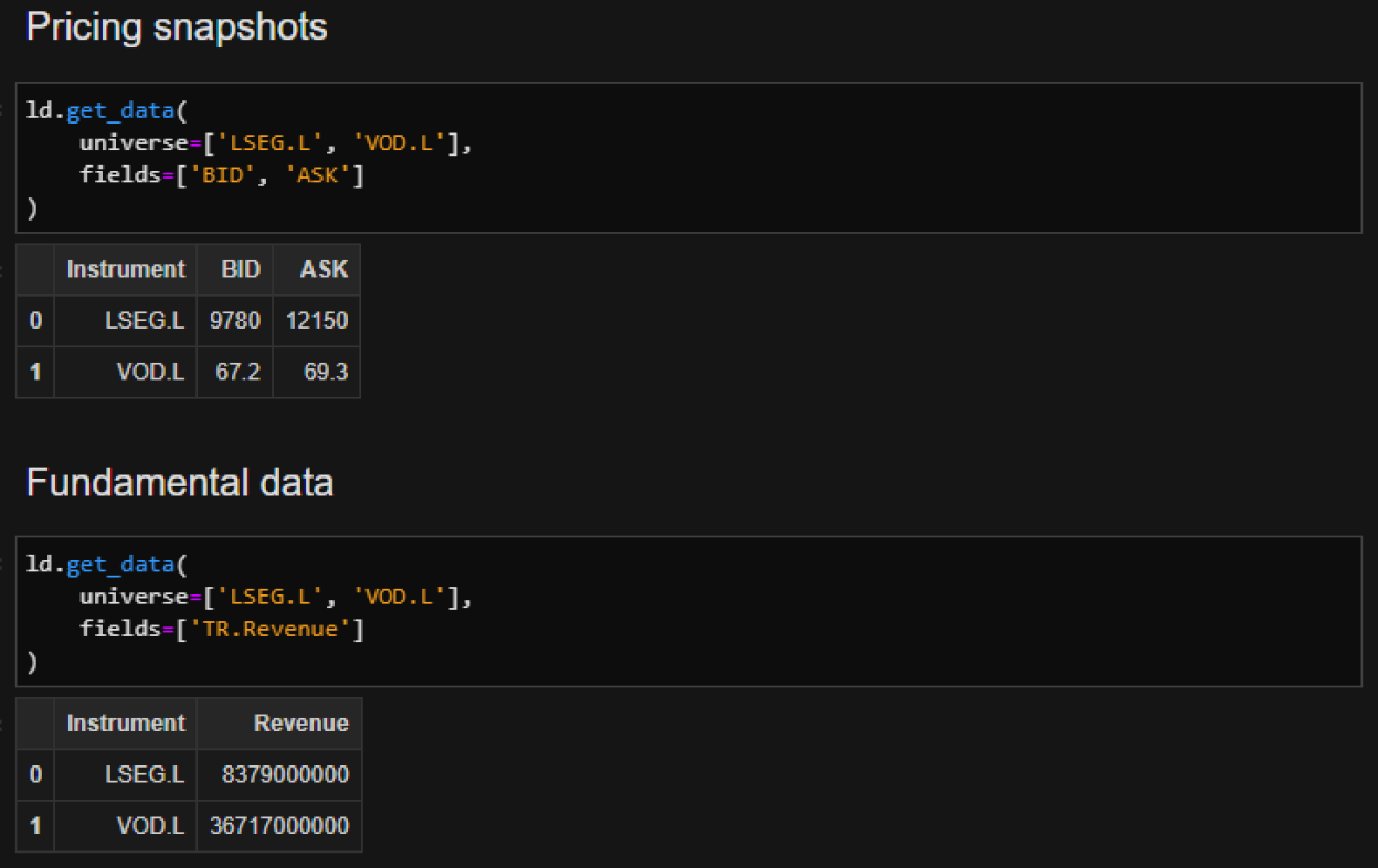 Upgrade From Using Eikon Data Api To The Data Library Devportal