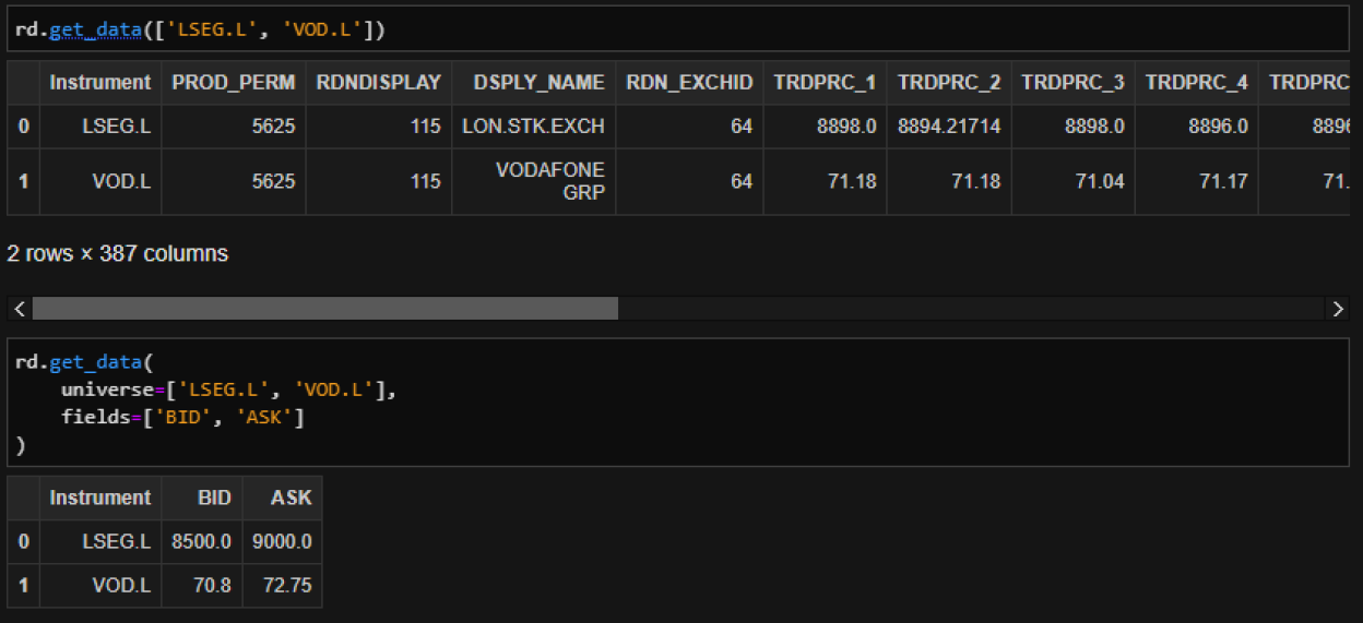 Upgrade From Using Eikon Data Api To The Data Library Devportal