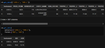 Upgrade from using Eikon Data API to the Data library | Devportal