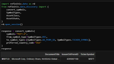 Upgrade from using Eikon Data API to the Data library | Devportal