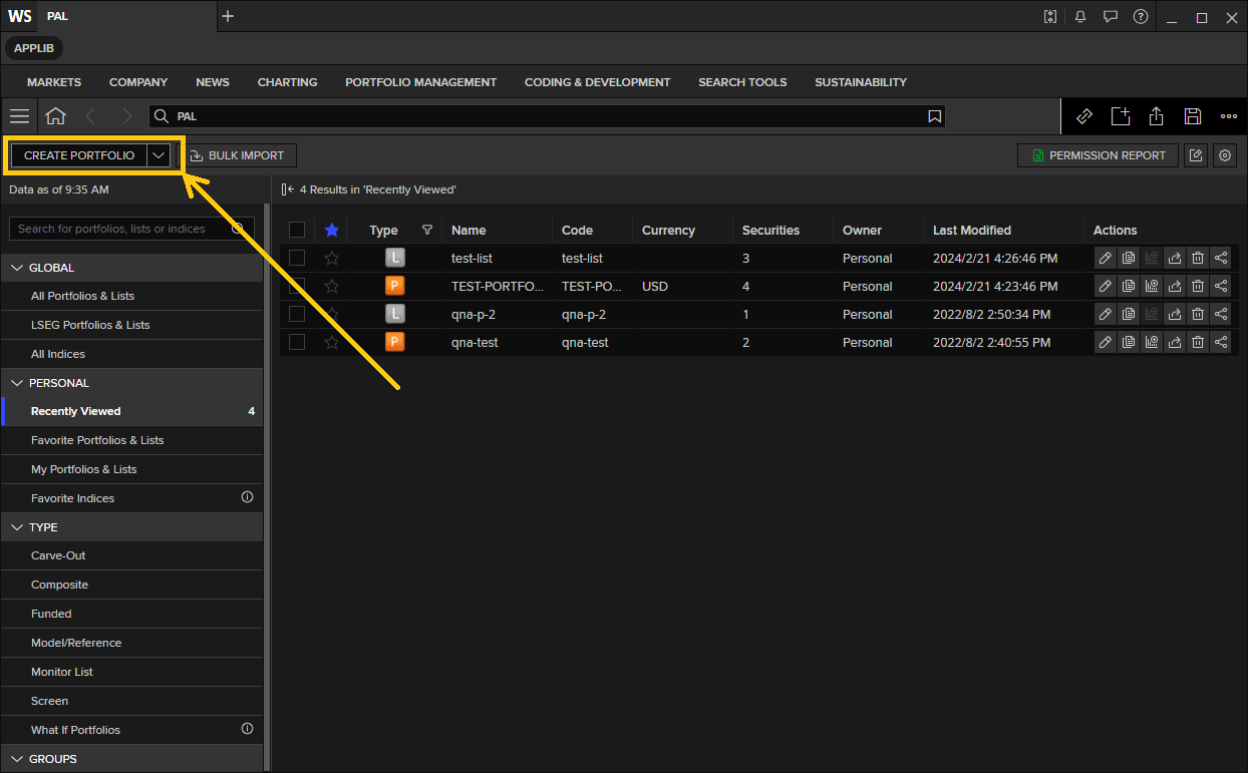 Use saved list on Workspace application as an input of the Data Library for Python | Devportal