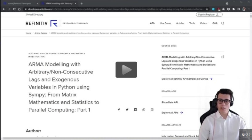 Twitch Python Finance - ARMA Models with Sympy Part 1 | Devportal